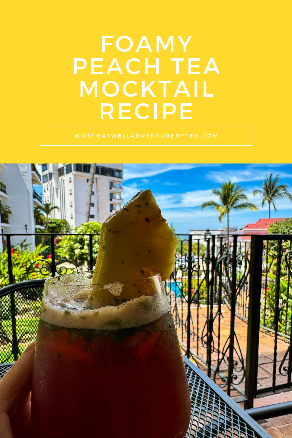 Foamy Peach Tea Mocktail Recipe - Eat Well. Adventure Often.
